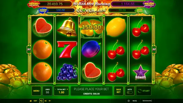 50 Red Hot Burning Clover Link |Spiel|150 Freispiele ohne Einzahlung